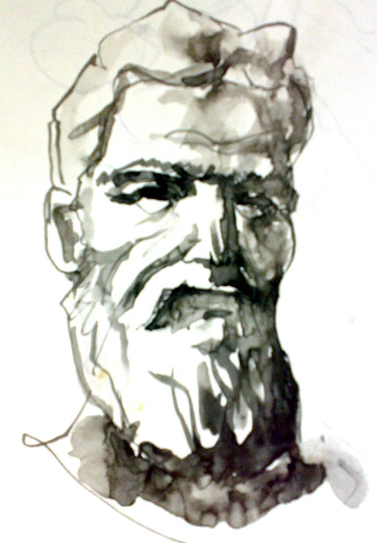 Portrait of Brancusi Drawing by Iulian Asimionesei | Saatchi Art