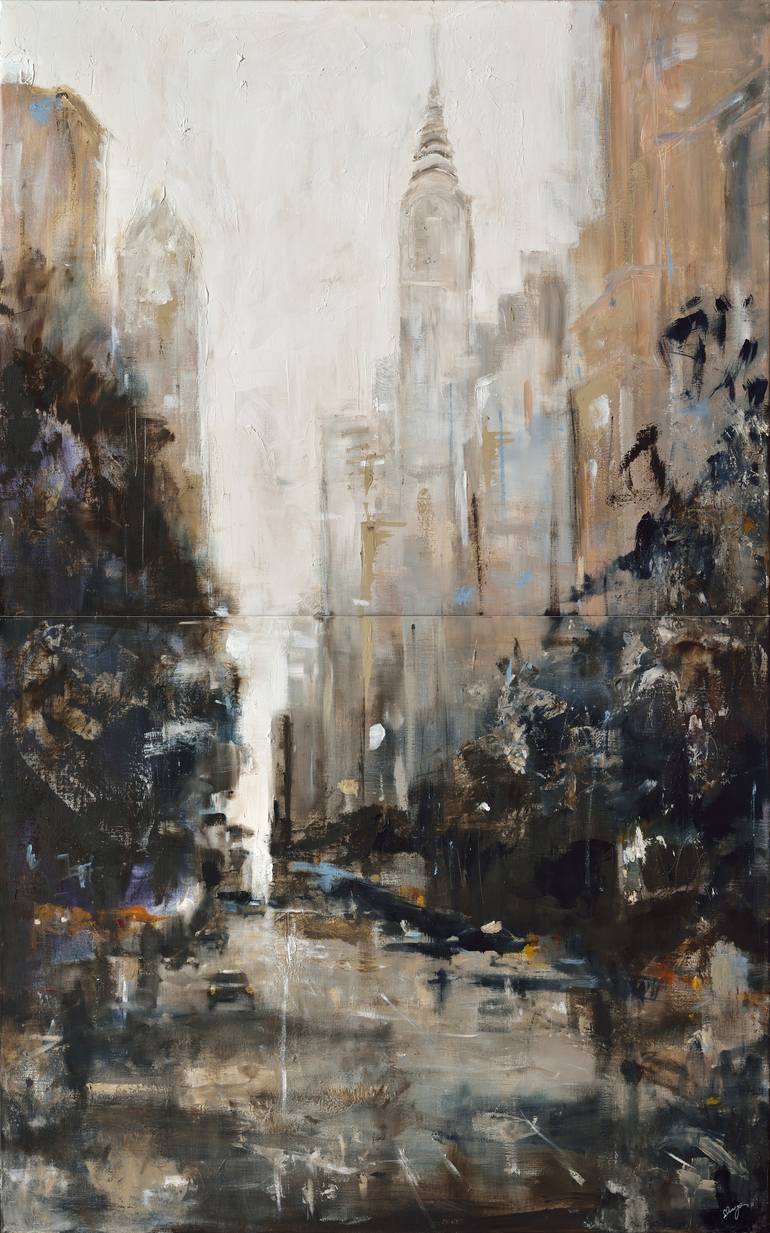 Breakfast at Tiffany's, Dyptich Painting by Solveiga Chastres | Saatchi Art