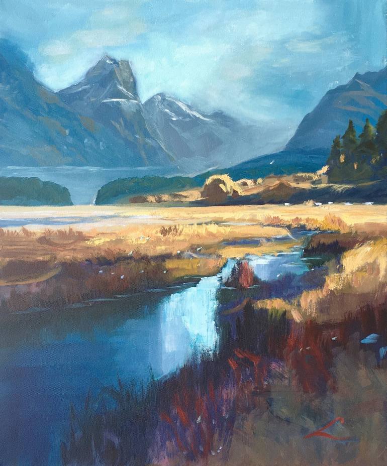 Mountain river 3 Painting by Elena Sokolova | Saatchi Art