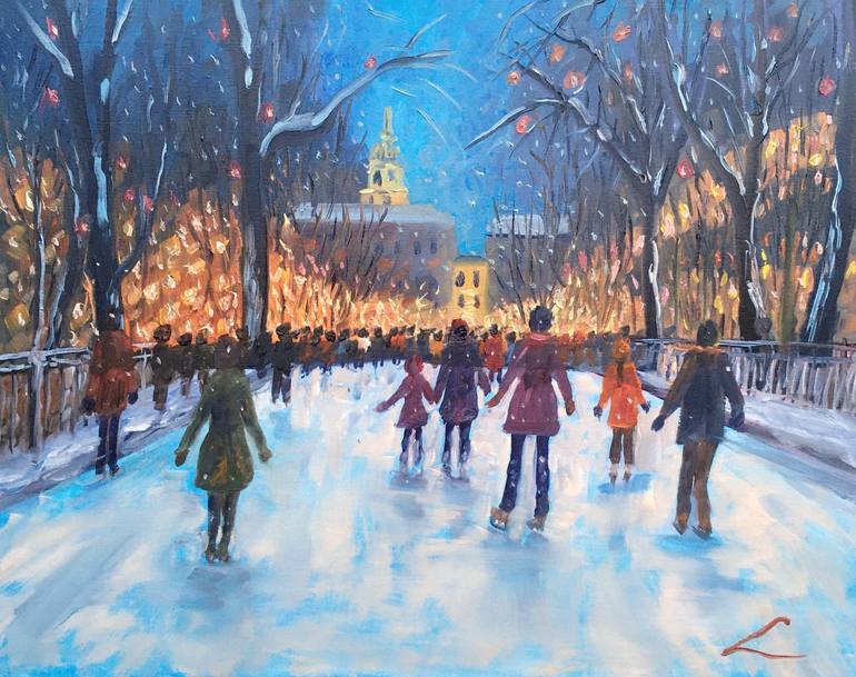 Ice rink Painting by Elena Sokolova | Saatchi Art