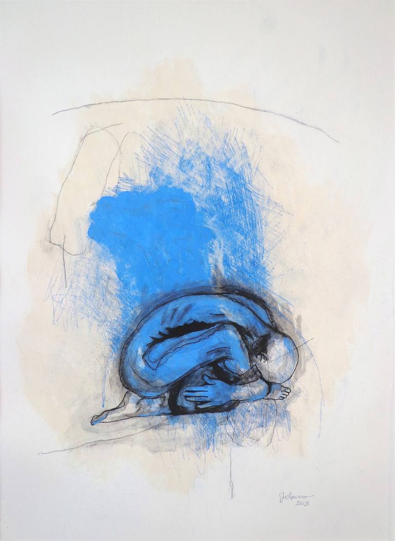 Blue. Asana. Drawing by Joseph Laurro | Saatchi Art