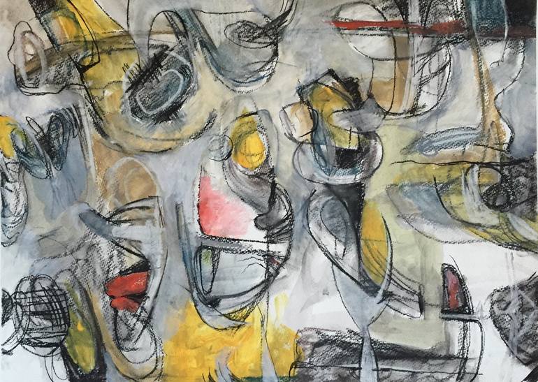 Dialog N1 in gray and yellow. Painting by Michael Ioffe | Saatchi Art