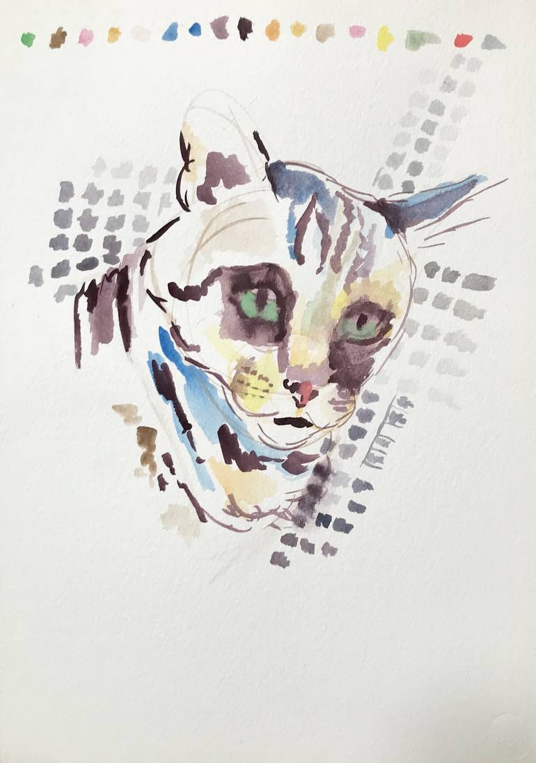 Bad cat painting Painting by Hannah Dean | Saatchi Art