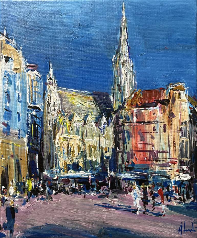 AM STEPHANSPLATZ, VIENNA Painting by Altin Furxhi | Saatchi Art