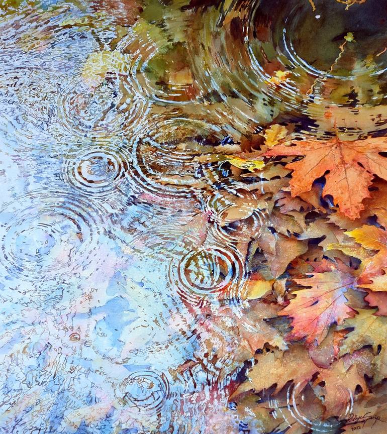 Autumn reflection Painting by Rukiye Garip | Saatchi Art