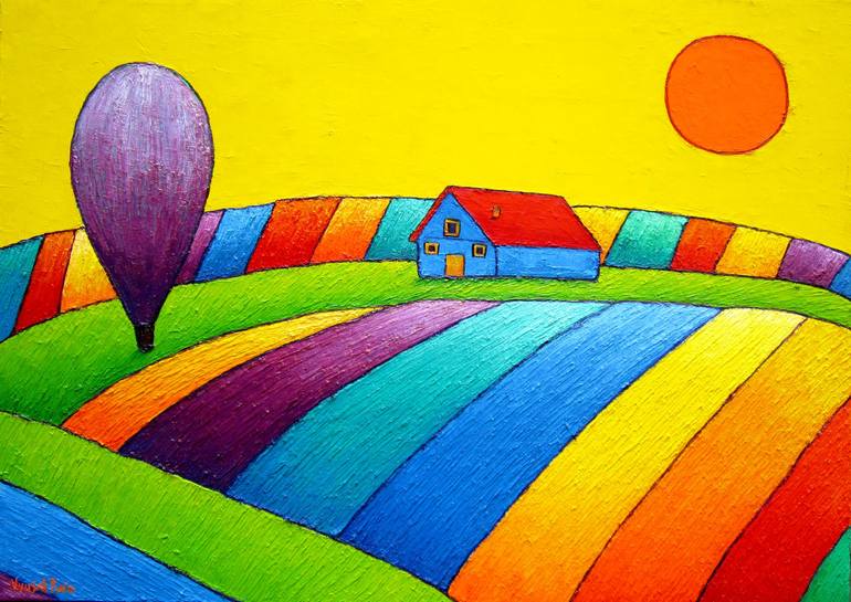 The house on the hill Painting by Vyusal Rain | Saatchi Art