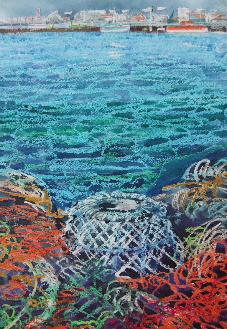 Fishing Gear at Shoreham Harbour Painting by Marcus Finch | Saatchi Art