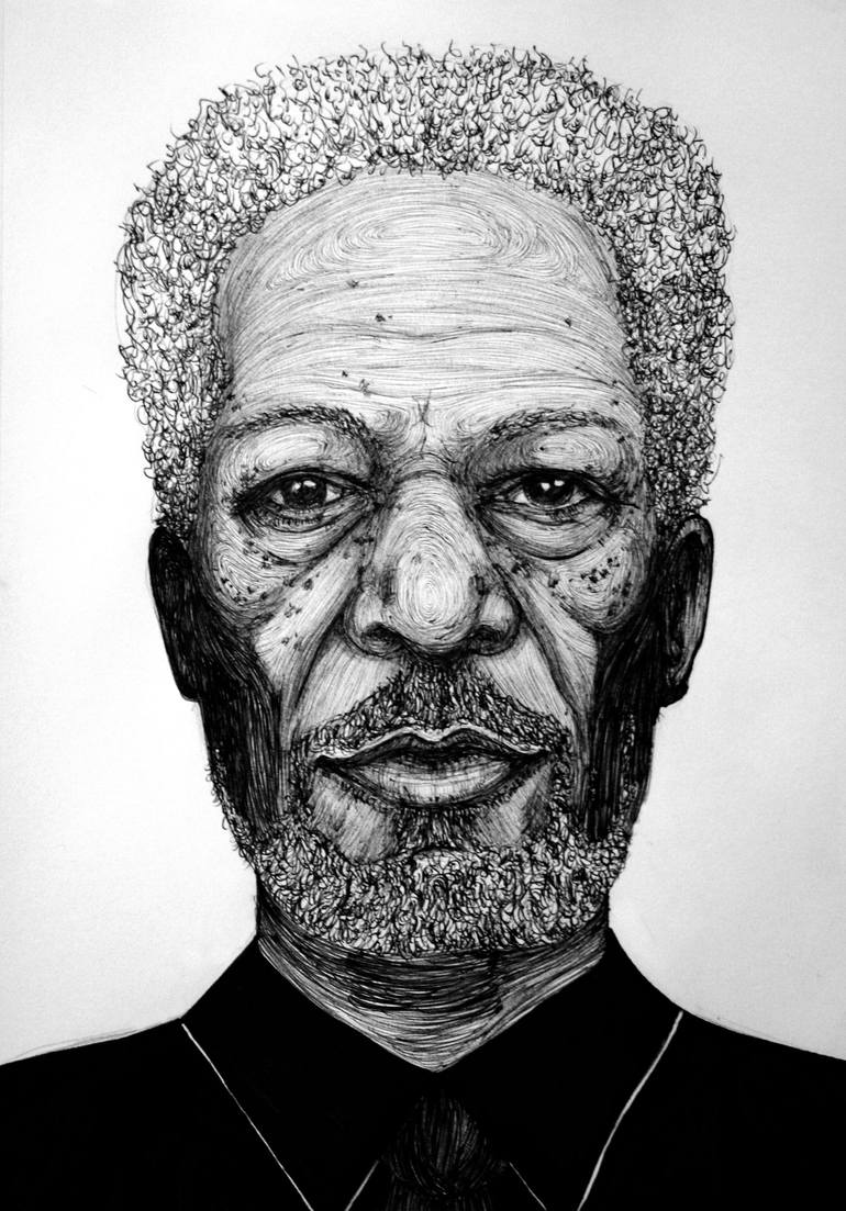 Morgan Freeman Drawing by Honey B | Saatchi Art