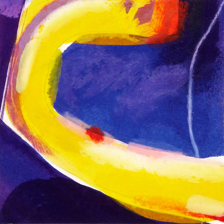 Abstract with Yellow Curve Painting by David Lyon | Saatchi Art