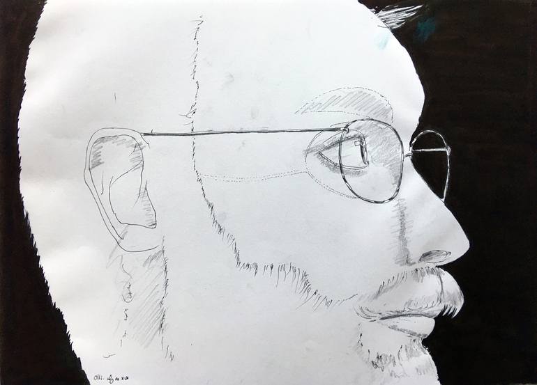 Portrait in profile with glasses Drawing by Art Rodse | Saatchi Art