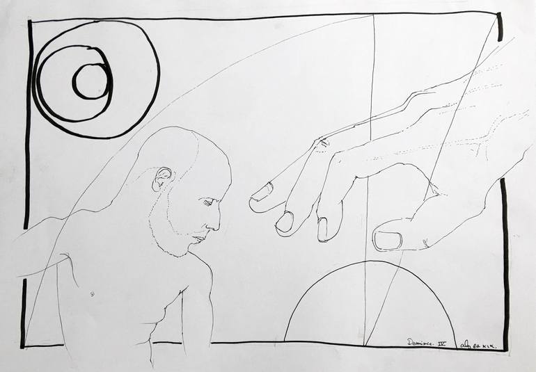 Figure in Profile with Hand Drawing by art rodse | Saatchi Art