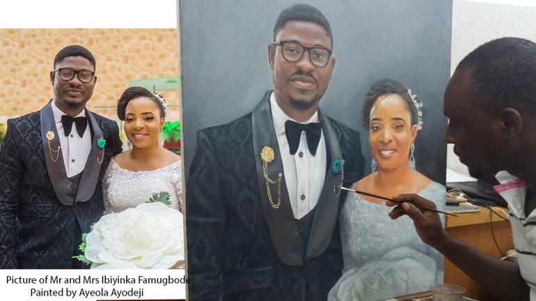 Portrait painting of Ibiyinka and wife by ayeola ayodeji Painting by ...