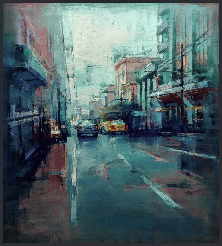 Athens Neighbourhoods -IV - Ag.Konstantinou St - Painting by Tilemachos ...