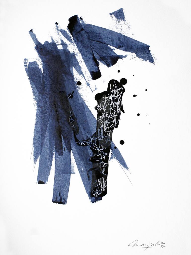 InkPulse On Blue And Black III Drawing by Marijah Bac Cam | Saatchi Art