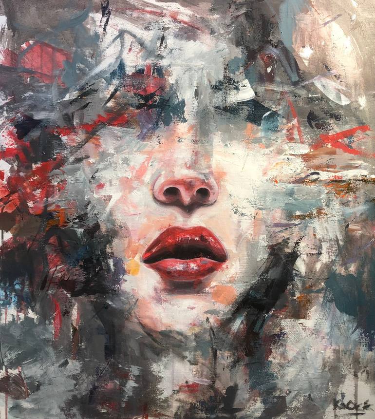 Red lips Painting by Dejan Bozinovski | Saatchi Art
