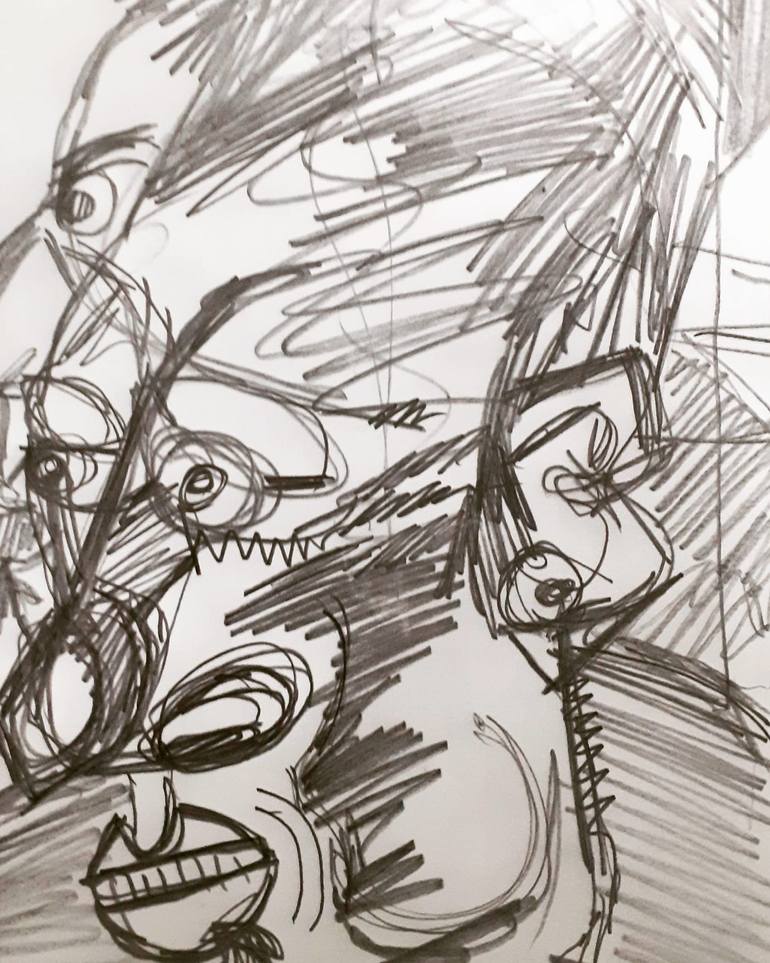 2 Men Drawing by Jonathan Hughes | Saatchi Art