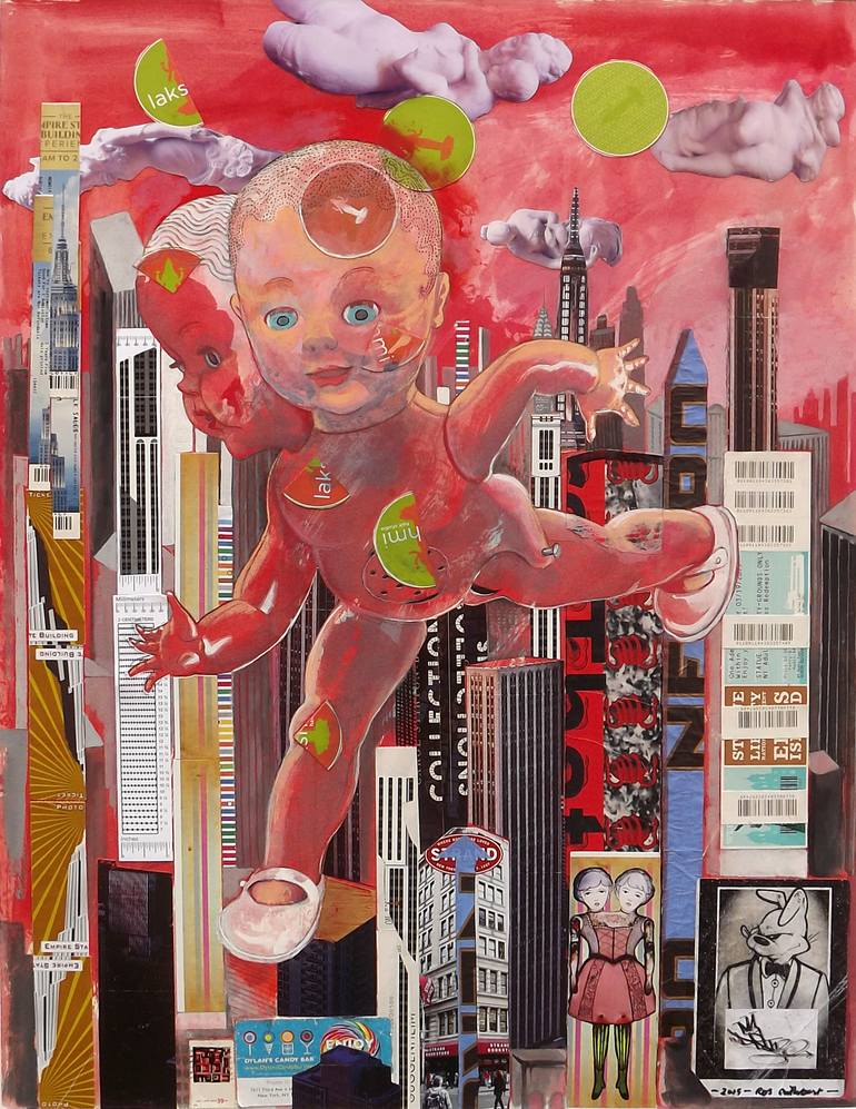 MathildaMathilda visits New York Collage by Ros Cuthbert | Saatchi Art