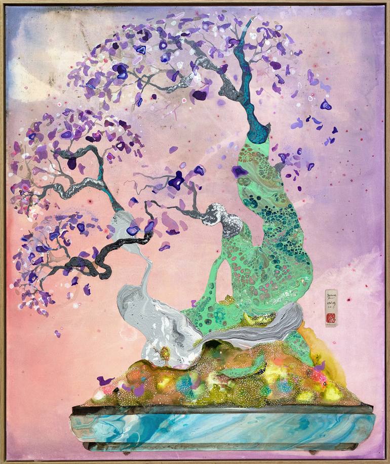 Jacaranda Bonsai Painting by Amanda Krantz | Saatchi Art