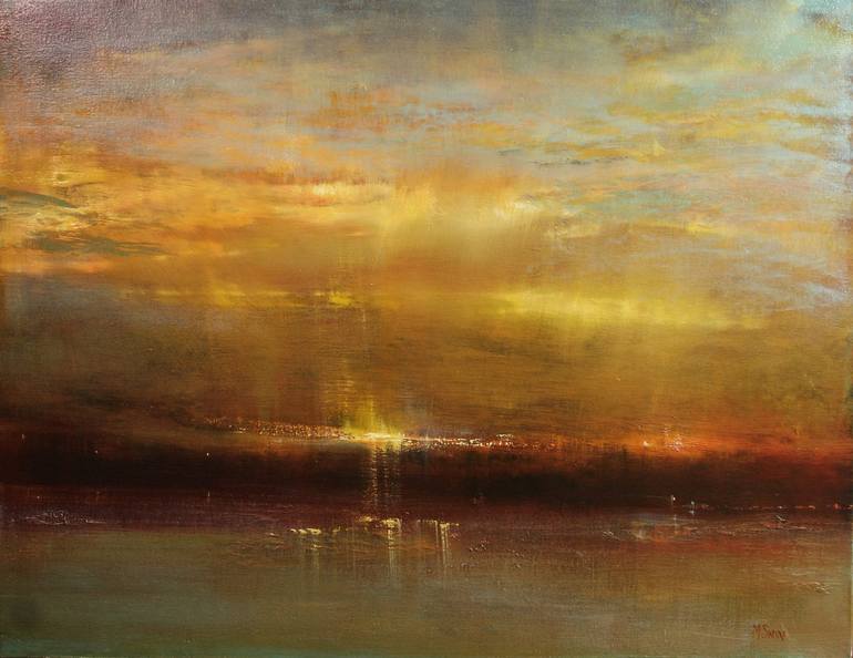 Long Island Sunset 2 SOLD Painting by Maurice Sapiro | Saatchi Art