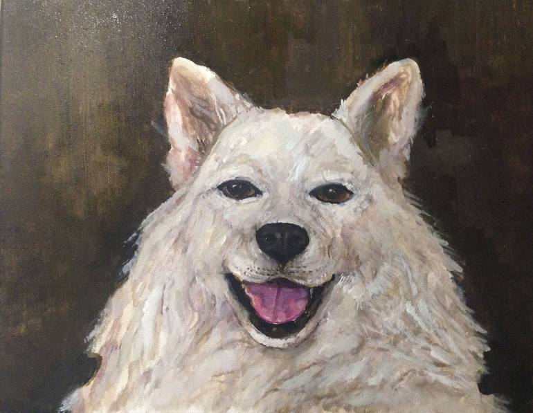 dog Samoyed Painting by Olga Zelinskaya | Saatchi Art
