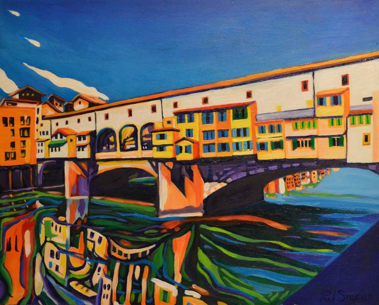 Souvenir du pont Vecchio Painting by Paul Saucier | Saatchi Art