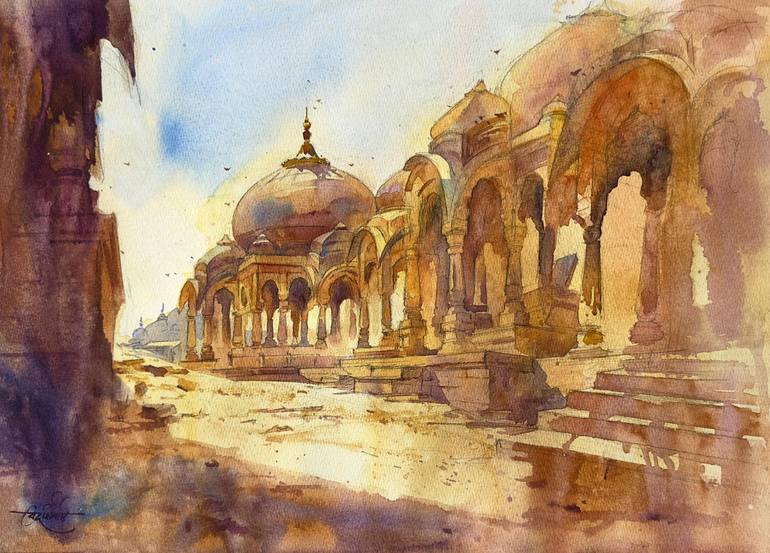 Bada Baug - Jaisalmer Painting by Vikrant Shitole | Saatchi Art