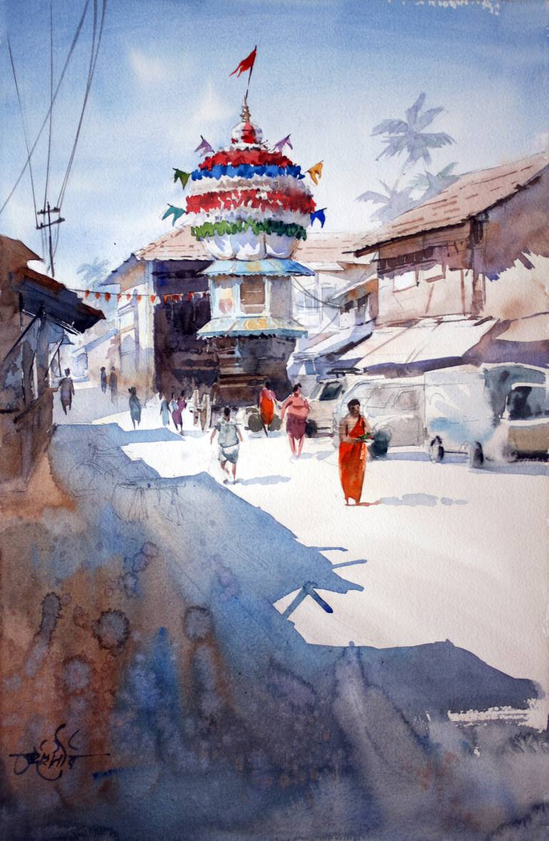 Gokarna Chariot Painting by Vikrant Shitole | Saatchi Art