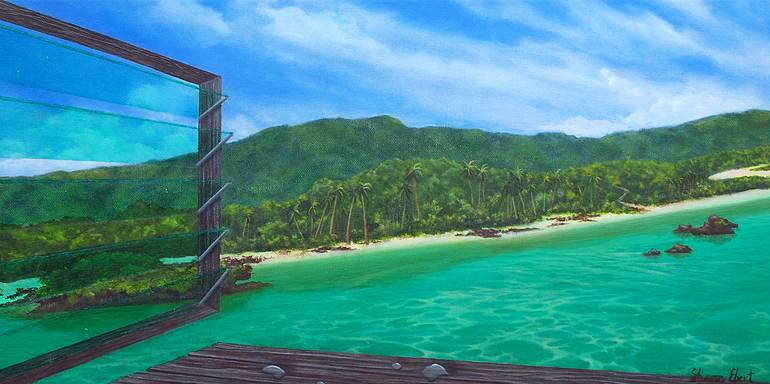 Green with Jalousie Painting by Sharon Ebert | Saatchi Art