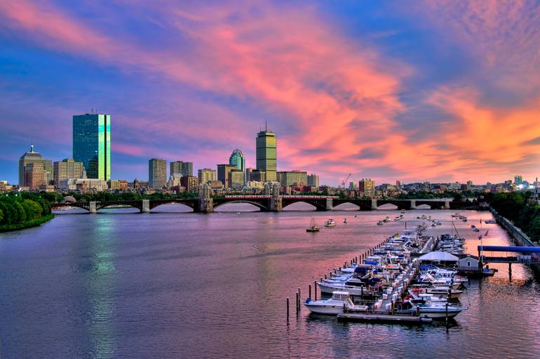 Boston Skyline Sunset Photography by Joann Vitali | Saatchi Art