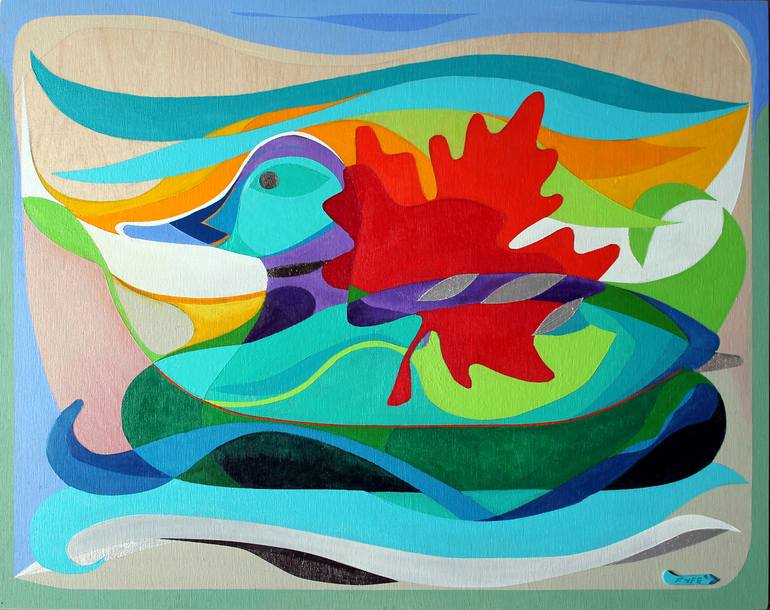 Summer Loon Scene, as Seen From a Canoe Painting by Peter Fyfe ...