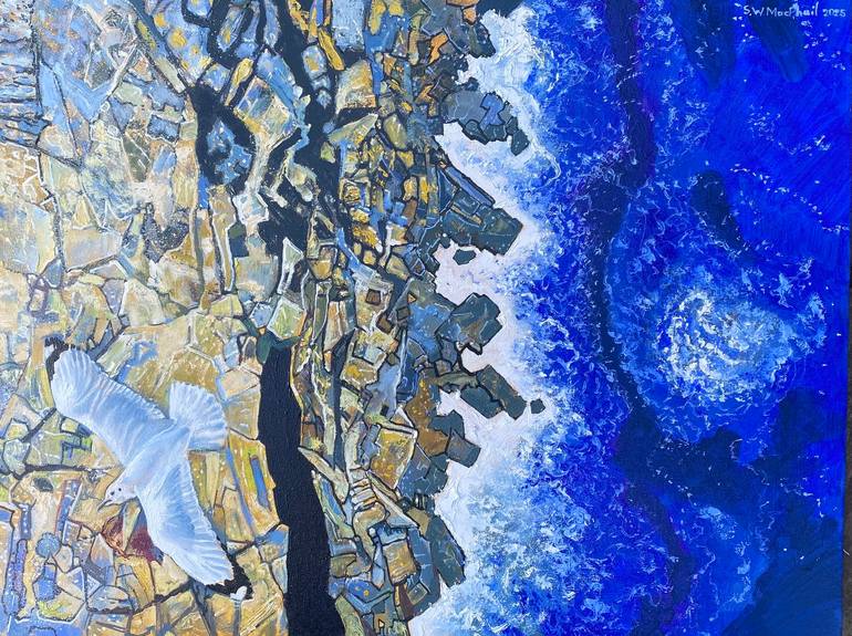 Birds Eye View of Coast Painting by Stephen Macphail | Saatchi Art