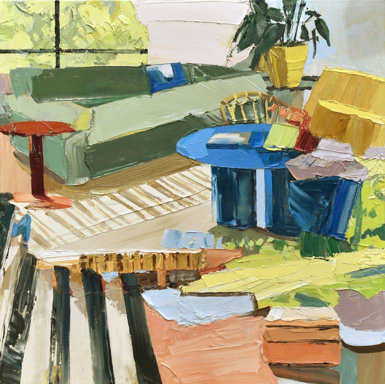 The Green Couch Painting by Lise Temple | Saatchi Art