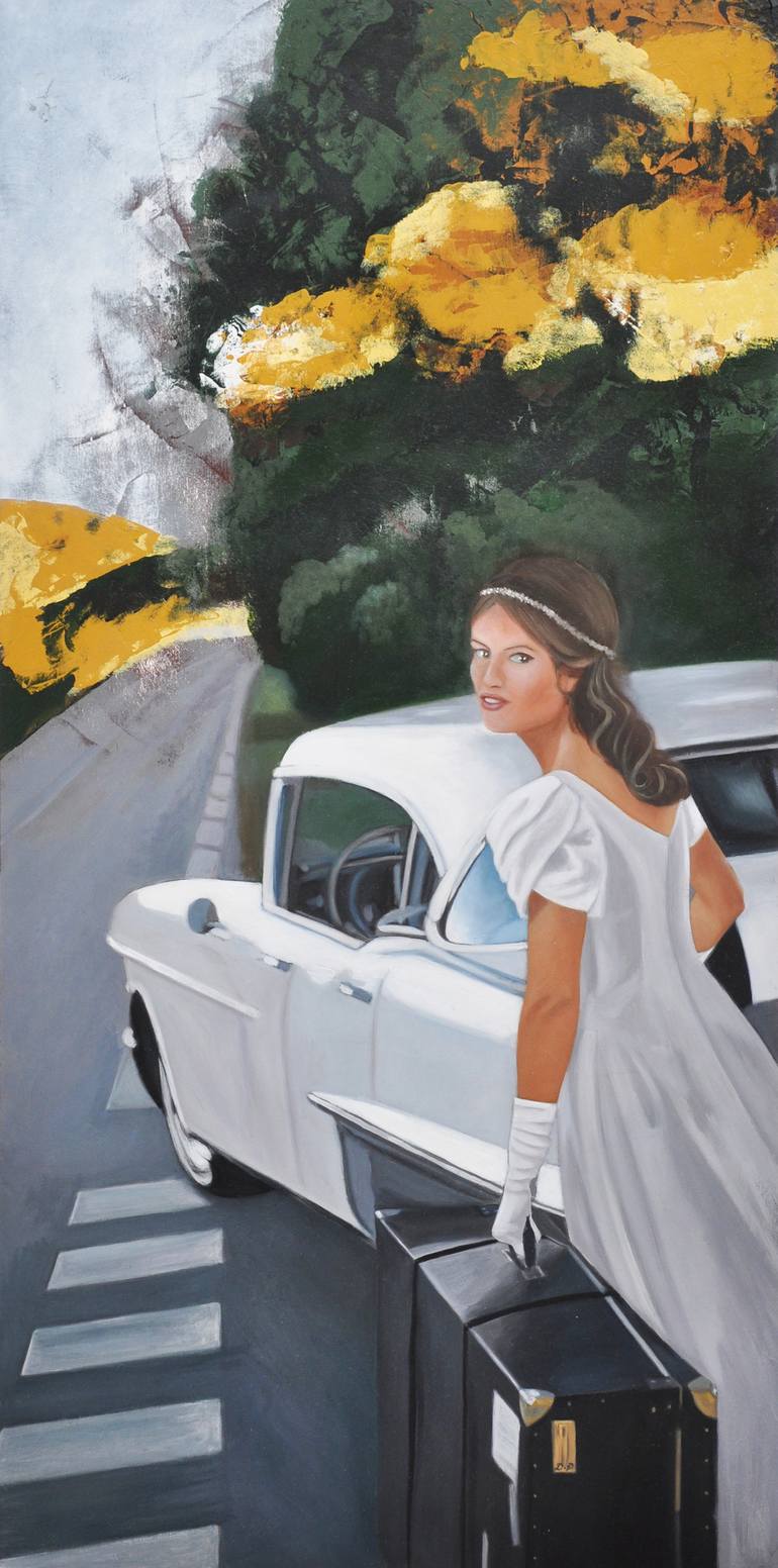 Bride with Suitcase Painting by Daphne Poiri | Saatchi Art
