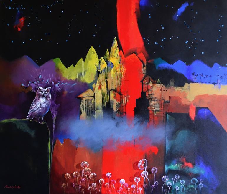 Night watch Painting by Pradip Sengupta | Saatchi Art