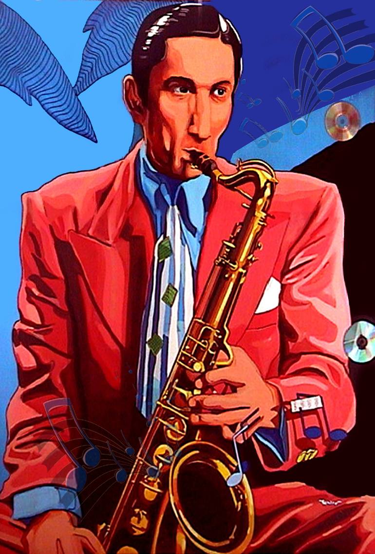 The Saxofonist Painting by Jose Roldan Rendon | Saatchi Art