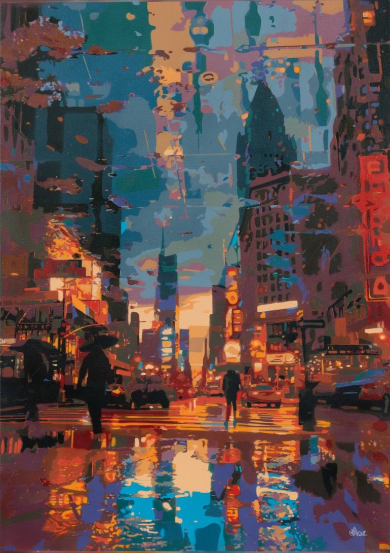 Dystopian New York City Painting by Marco Barberio | Saatchi Art