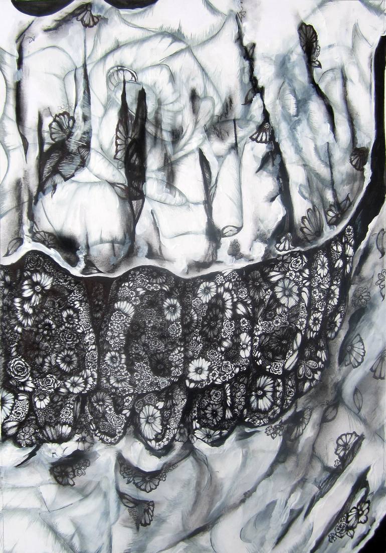 Phantom Flowers Drawing by Lucy Yin | Saatchi Art