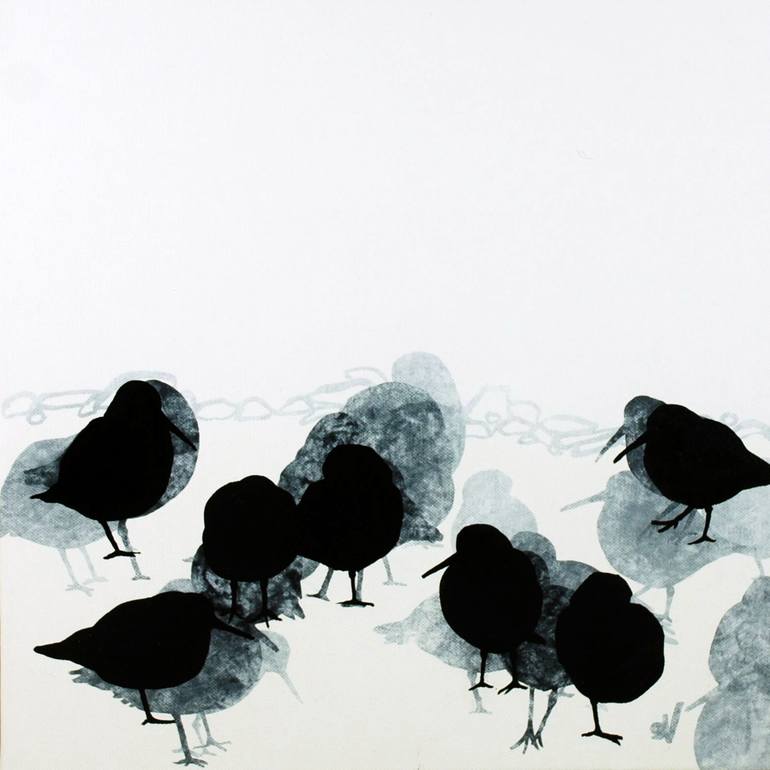 dunlins on the shoreline Painting by Sandra Vick | Saatchi Art