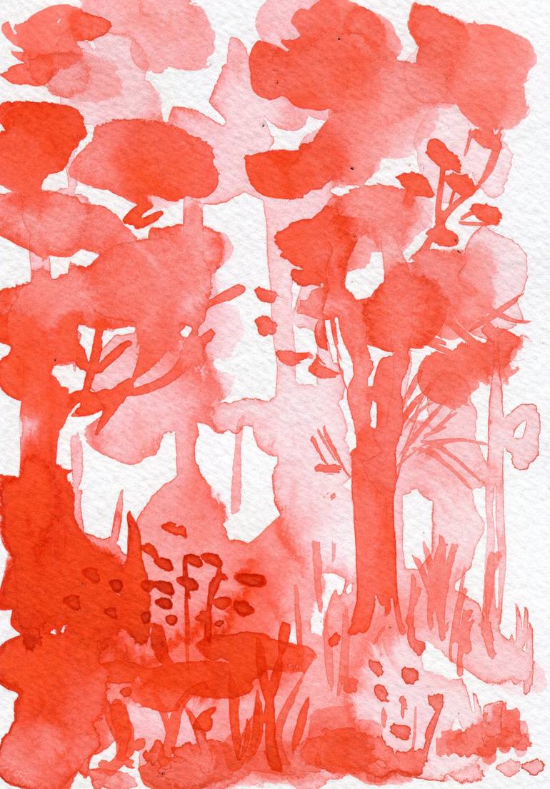 Red Forest - Ruby Series #2 Painting by Elena Blanco | Saatchi Art