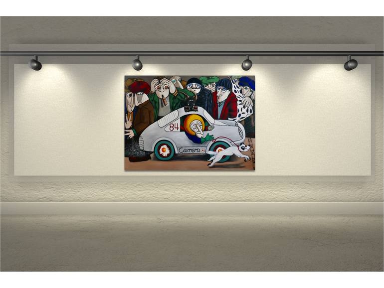 Dog racing car Painting by Suthamma Byrne | Saatchi Art