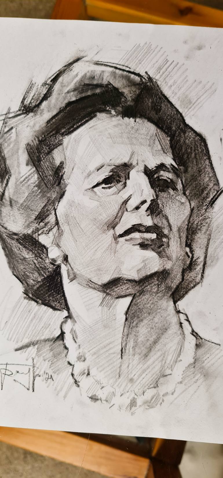 Margaret Thatcher. Drawing by Vera Bondare | Saatchi Art