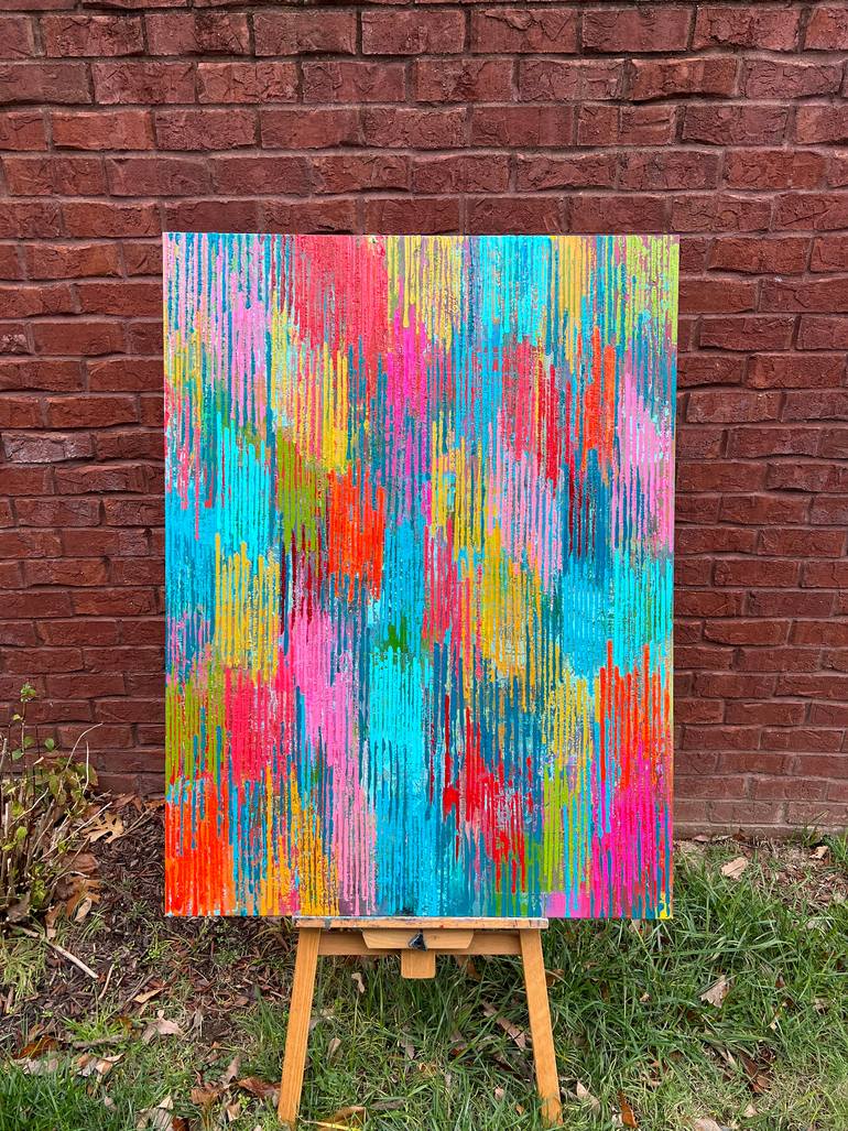 Falling Stripes Painting by Janet Hamilton | Saatchi Art