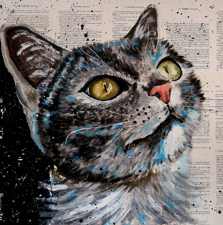 Portrait Cat Immobilis (Large) Painting by Bazévian Delacapucinière ...