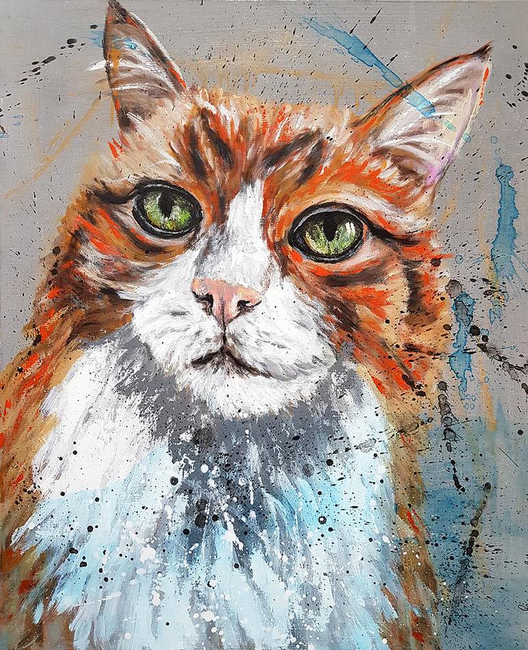 Commission Maximus cats Painting by Bazévian DelaCapucinière | Saatchi Art