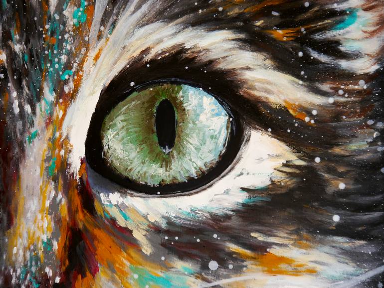 Je suis fauve Closeup Cat Katze Painting by Bazévian DelaCapucinière ...