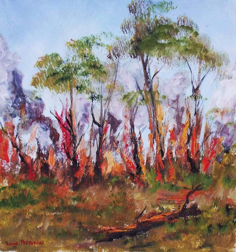Working on fire Painting by Louis Pretorius | Saatchi Art