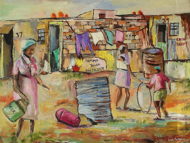 Mama Temba Hairdresser Painting by Louis Pretorius | Saatchi Art