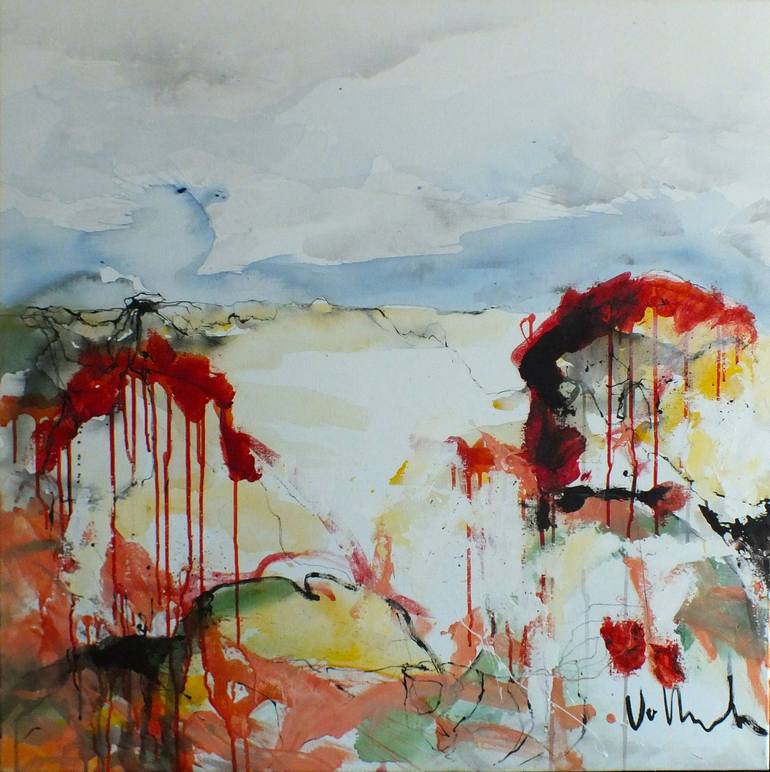 Red landscape SOLD Painting by Jac Volbeda | Saatchi Art