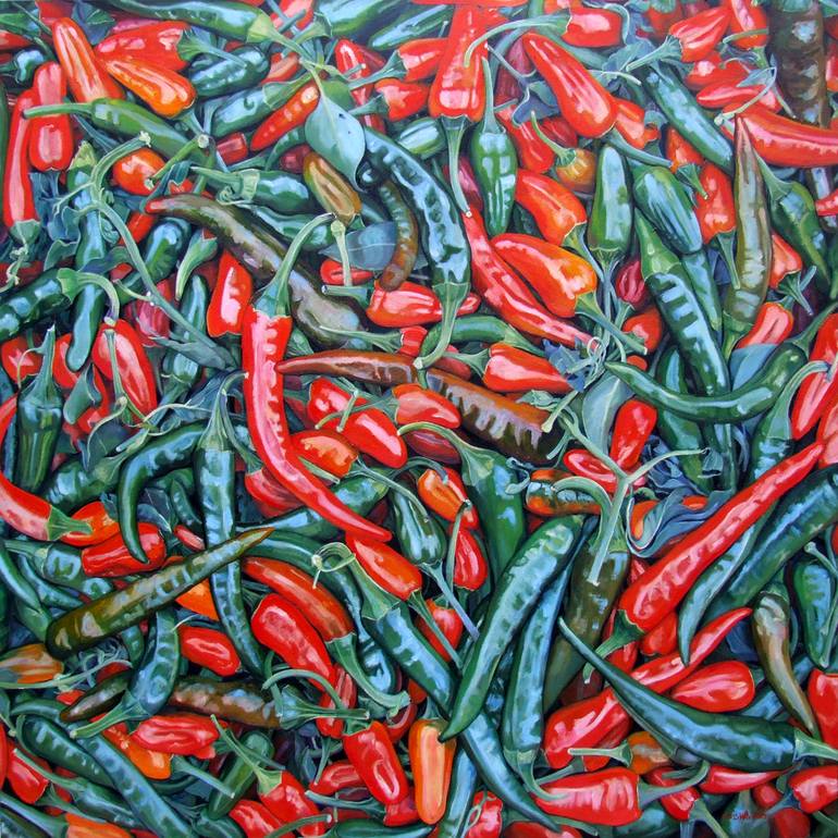 Red hot chilli peppers Painting by Chris Whittaker | Saatchi Art