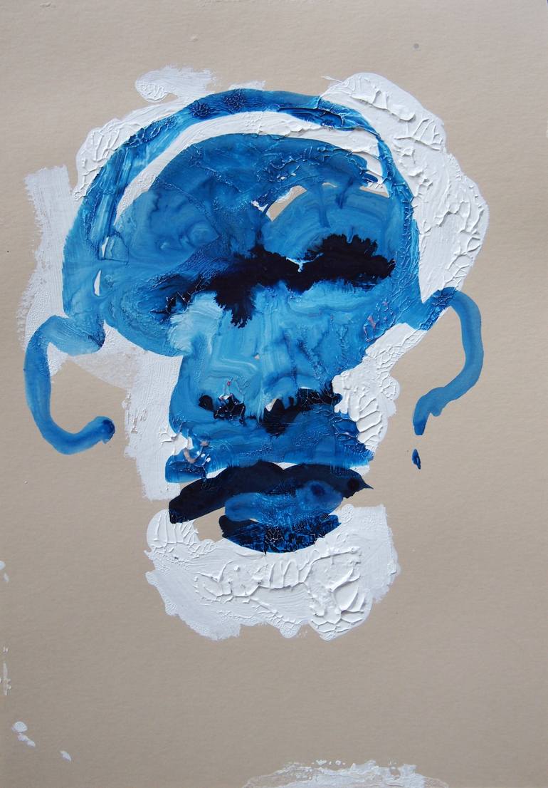 Blue Monkey Painting by Konrad Stafiński | Saatchi Art